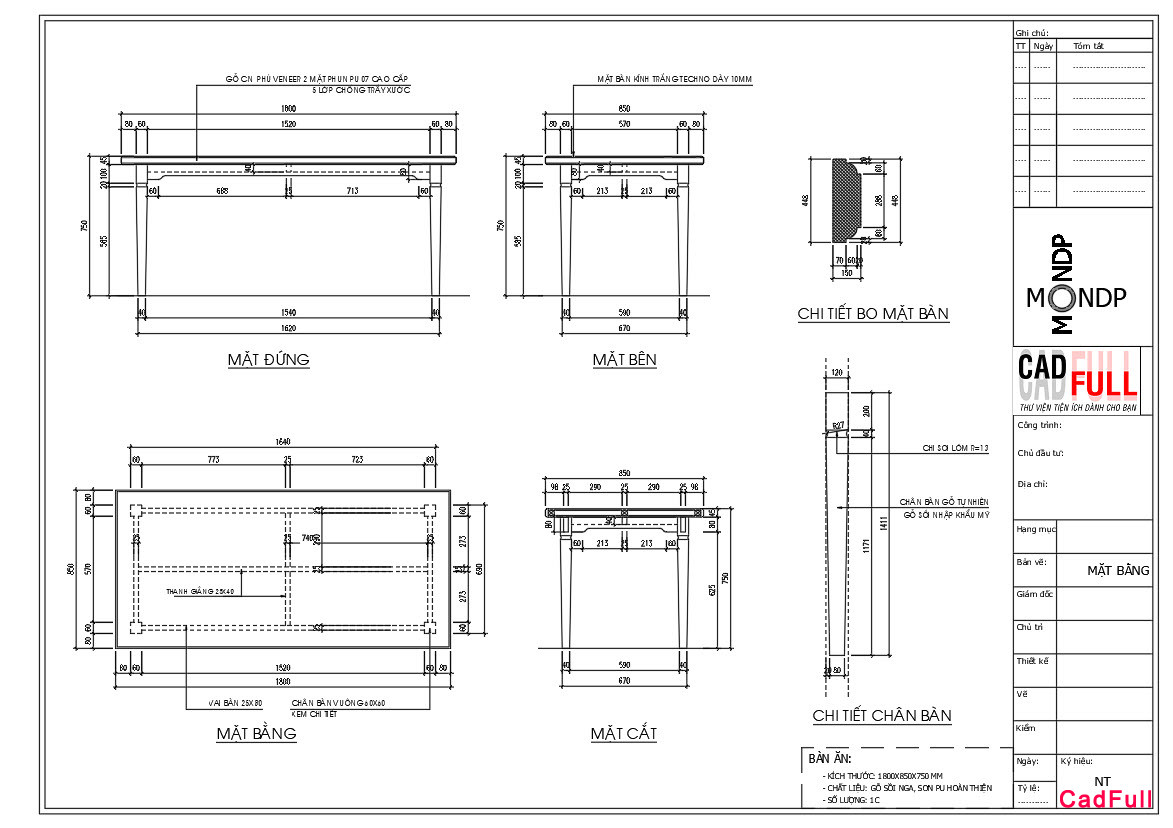 Detailed dining table 1 | CADFULL | FREE AUTOCAD BLOCKS
