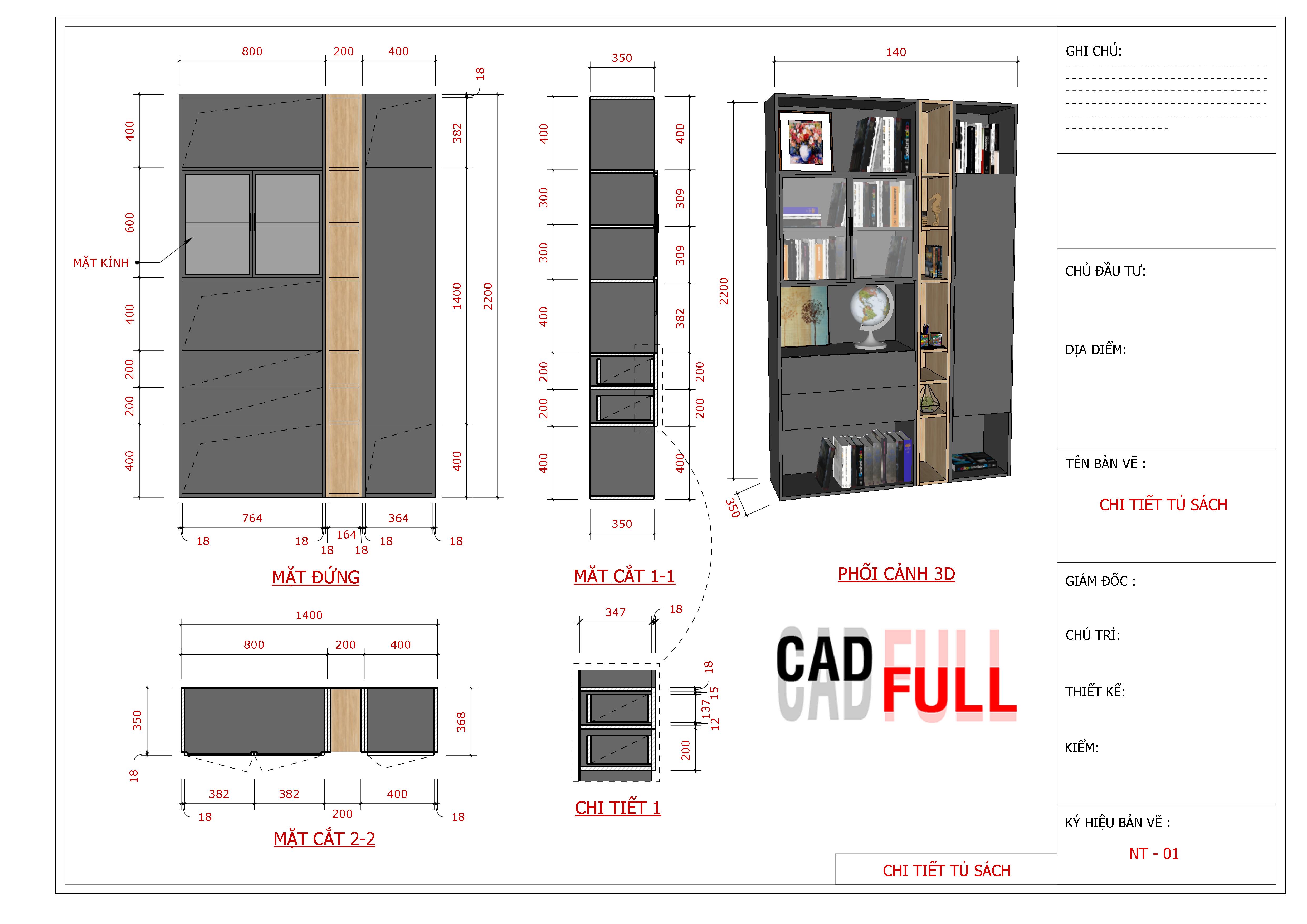 Layout Sketchup - Tủ Sách 1 | CADFULL | FREE AUTOCAD BLOCKS